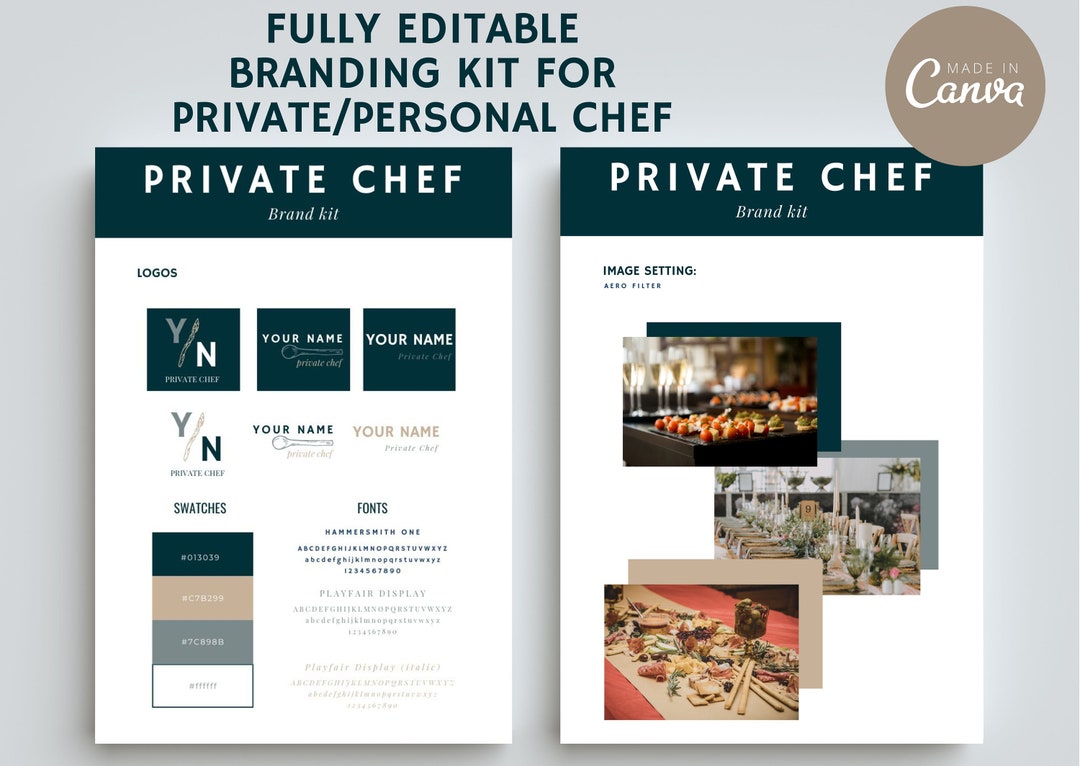 Private Chef Branding Kit Template Canva Editable Brand Kit - Etsy