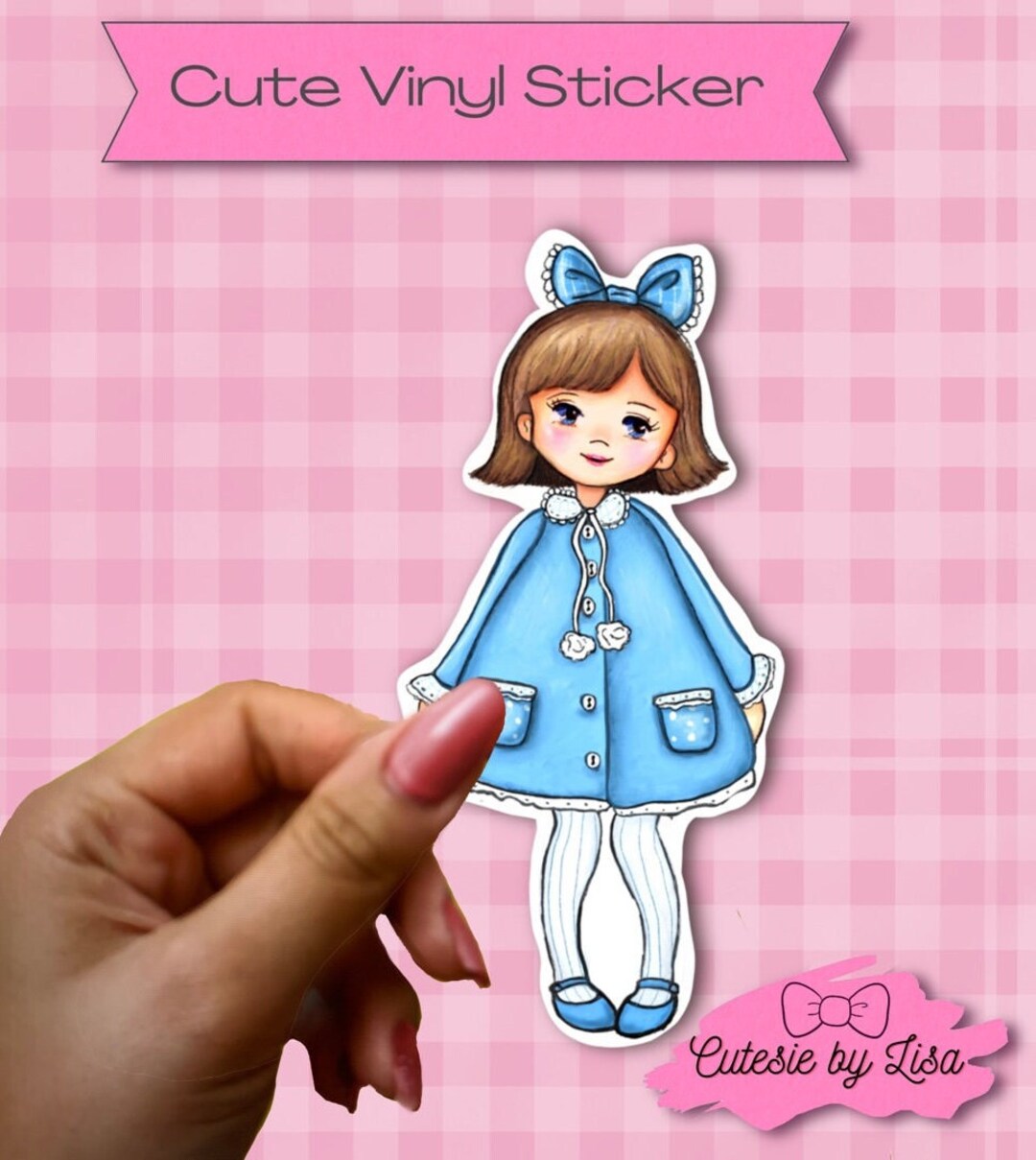 Cute Girl Vinyl Sticker for Laptop Notebook Bullet Journal Planner ...