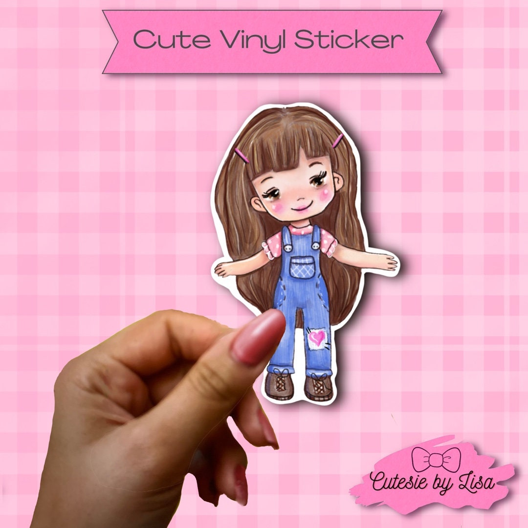 Cute Girl Vinyl Sticker for Laptop Notebook Bullet Journal Planner ...