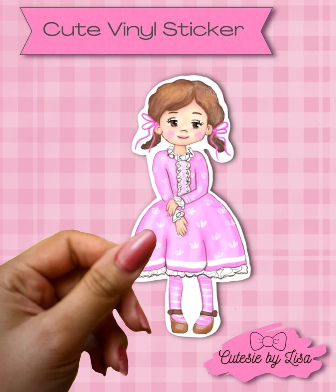 Cute Girl Vinyl Sticker for Laptop Notebook Bullet Journal Planner ...