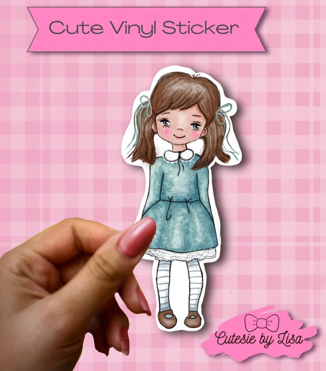 Cute Girl Vinyl Sticker for Laptop Notebook Bullet Journal Planner ...