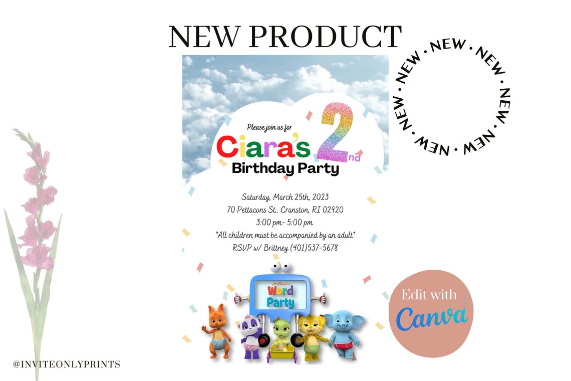 Word Party Birthday Party Invitation - Etsy