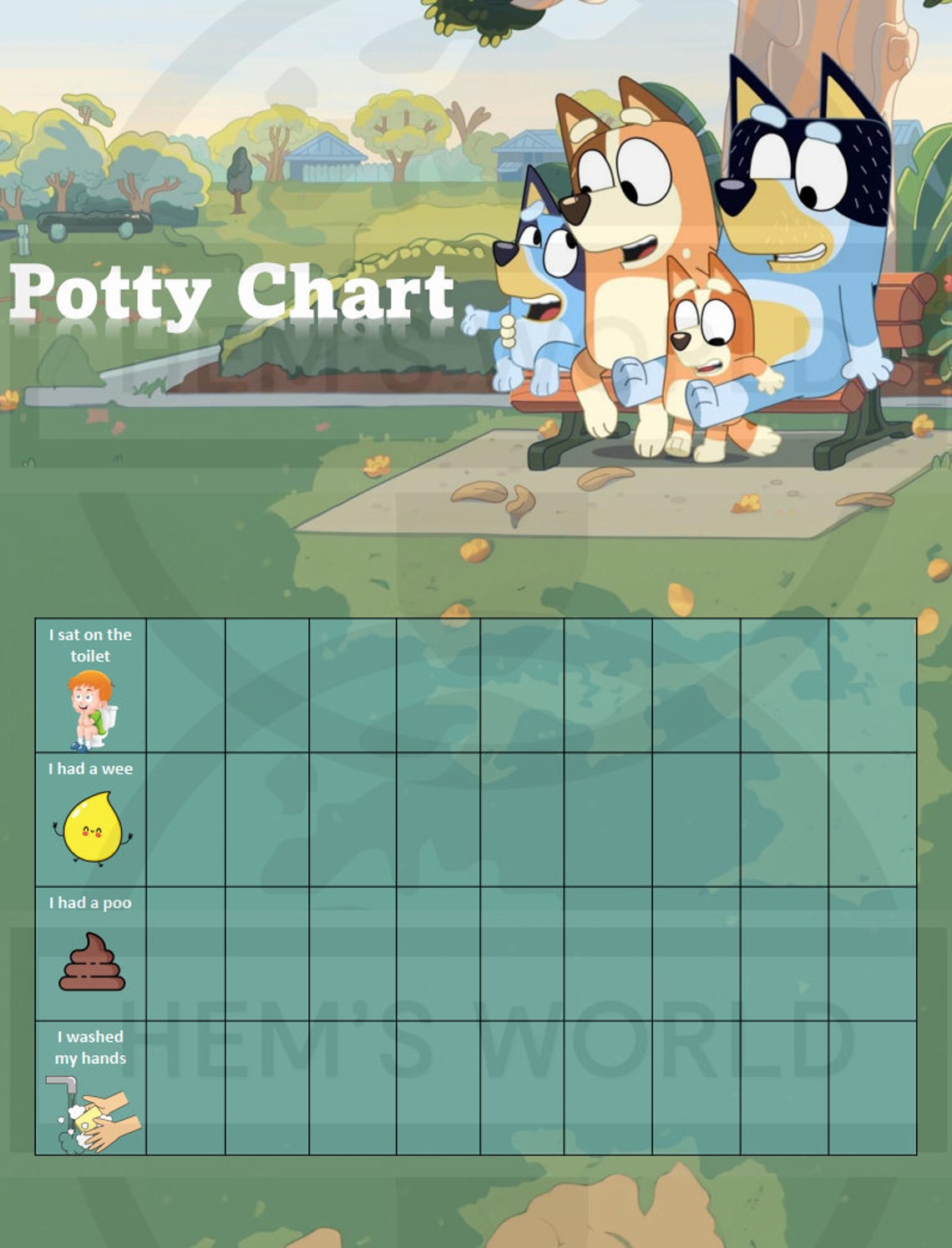 Bluey Potty Chart, Toilet Training, Sticker Chart, Reward Chart - Etsy