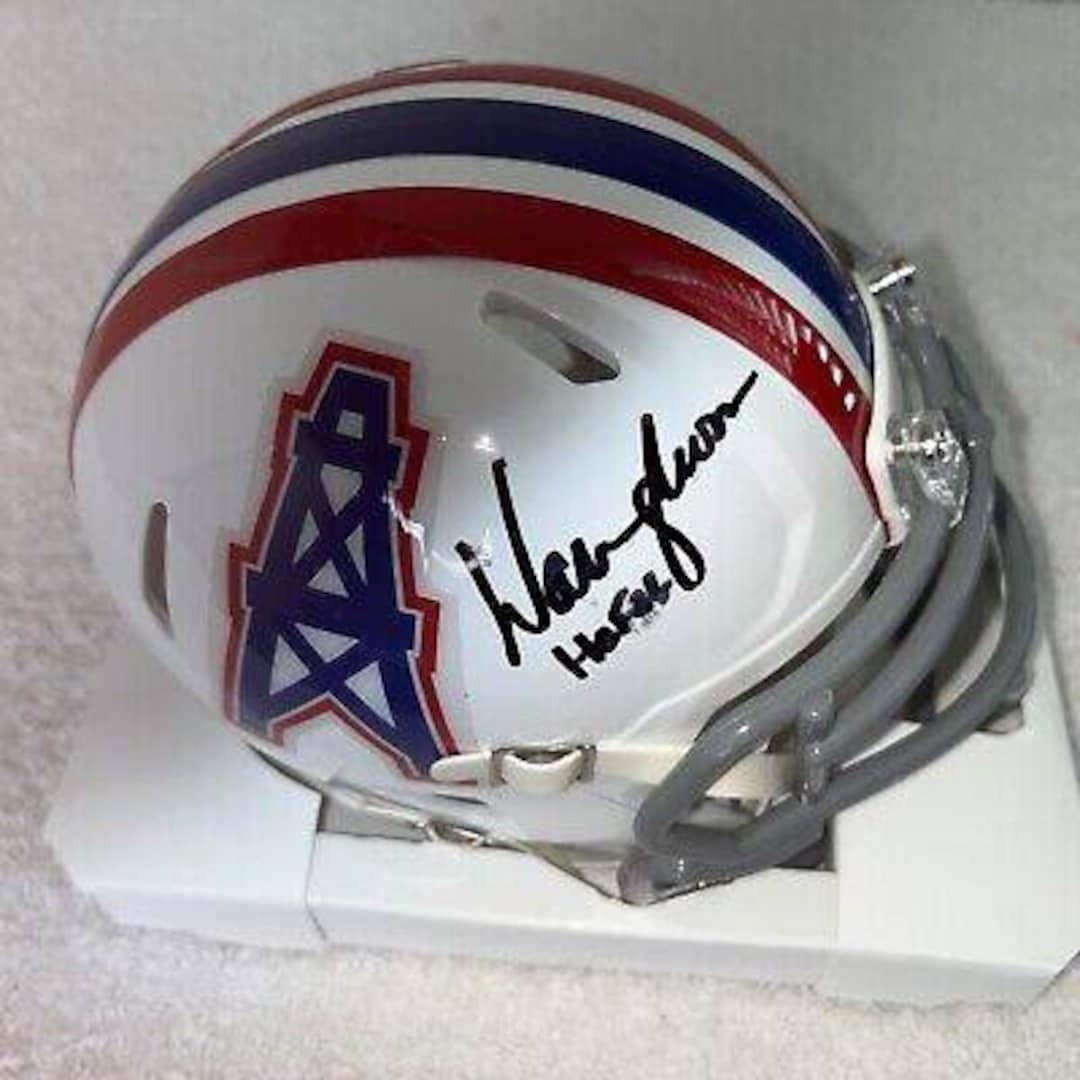 Warren Moon Signed Autographed NFL Houston Oilers Mini Football Helmet ...