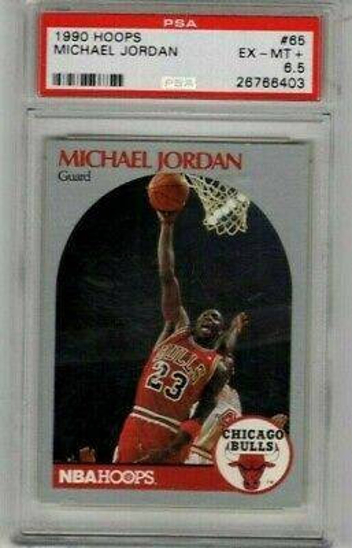 Michael Jordan NBA Hoops 1990 Basketball Card No. 65 Graded 5/10 by PSA ...