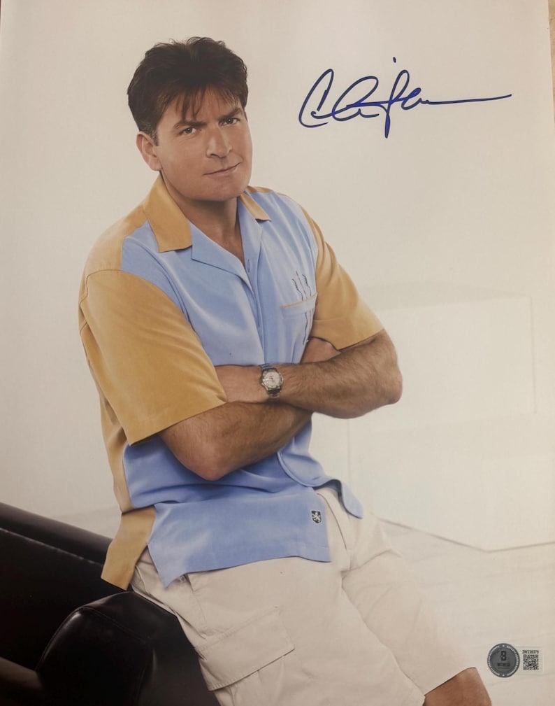Charlie Sheen Hand Signed Autographed 11 X 14 Photo Picture Beckett ...