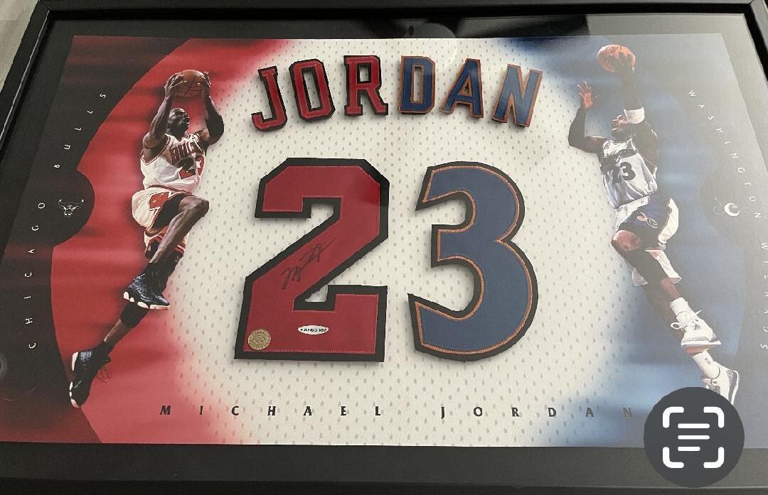 Michael Jordan Signed Autographed Bulls Wizards Jersey Numbers Framed ...
