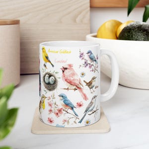 Whimsical Bird Ceramic Coffee Cup: Nature Lover Gift - Etsy
