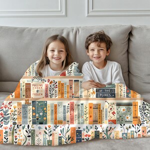 Boho Bookshelf Blanket: Floral Book Lover Throw, Cozy Library Decor - Etsy