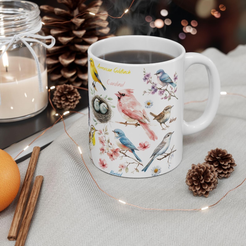 Whimsical Bird Ceramic Coffee Cup: Nature Lover Gift - Etsy
