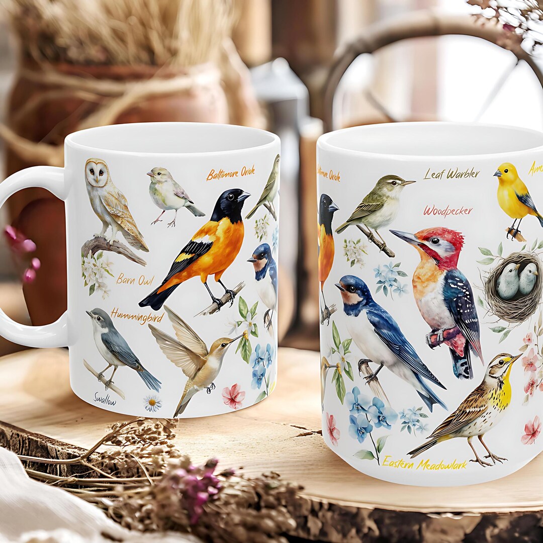 Whimsical Bird Ceramic Coffee Cup: Nature Lover Gift - Etsy