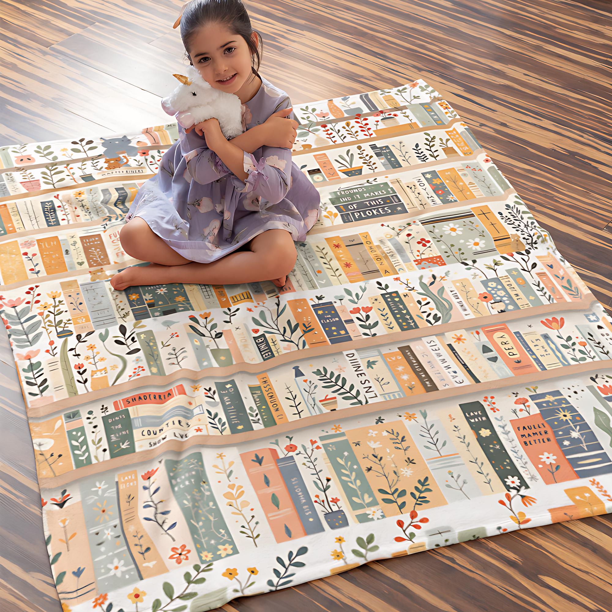 Boho Bookshelf Blanket: Floral Book Lover Throw, Cozy Library Decor - Etsy