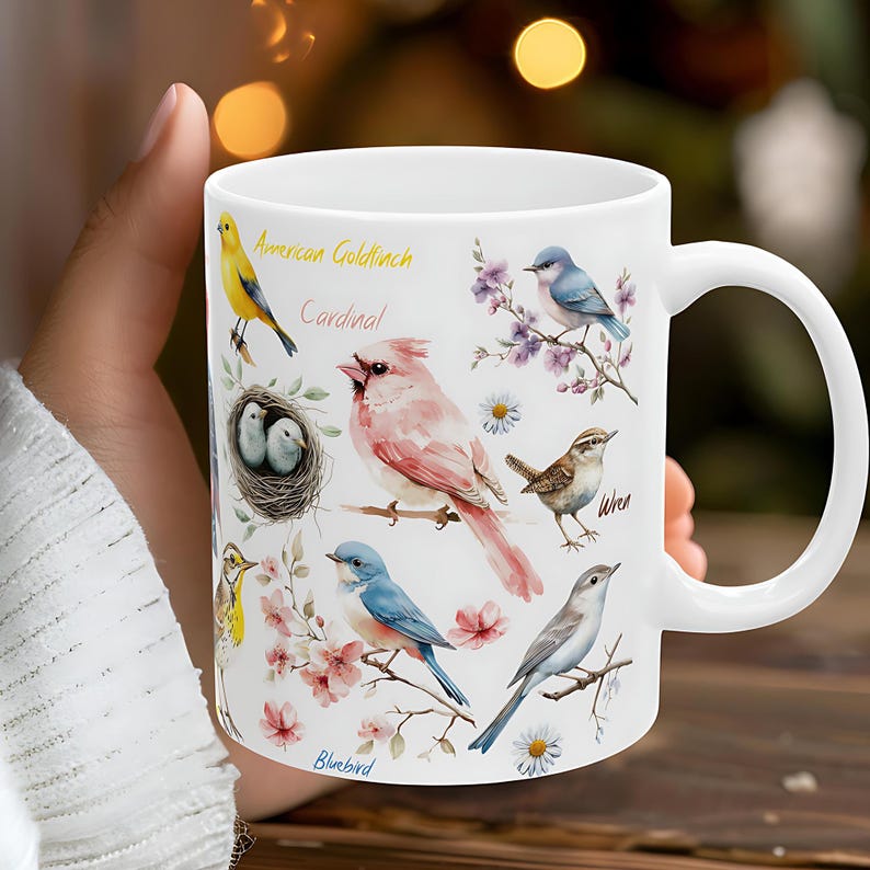 Whimsical Bird Ceramic Coffee Cup: Nature Lover Gift - Etsy