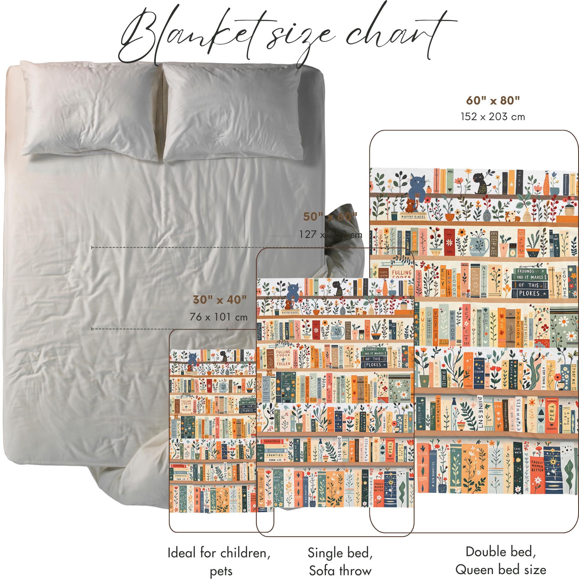 Boho Bookshelf Blanket: Floral Book Lover Throw, Cozy Library Decor - Etsy