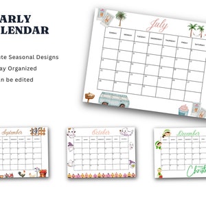 Printable 2024 Calendar Monthly Seasonal Theme 2024 - Etsy