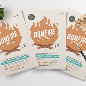 Fire Fun Flyer for Your Bonfire Party Smores Stars Sing Alongs - Etsy