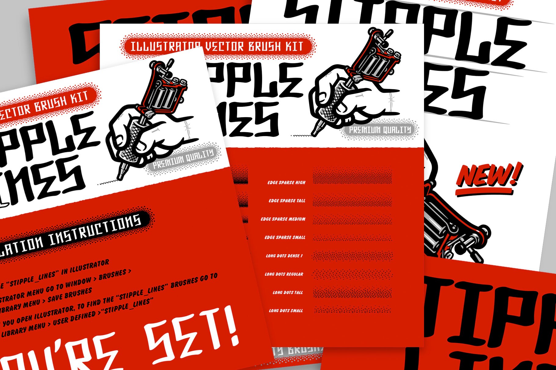 Stipple Lines Brush Kit for Illustrator - Etsy