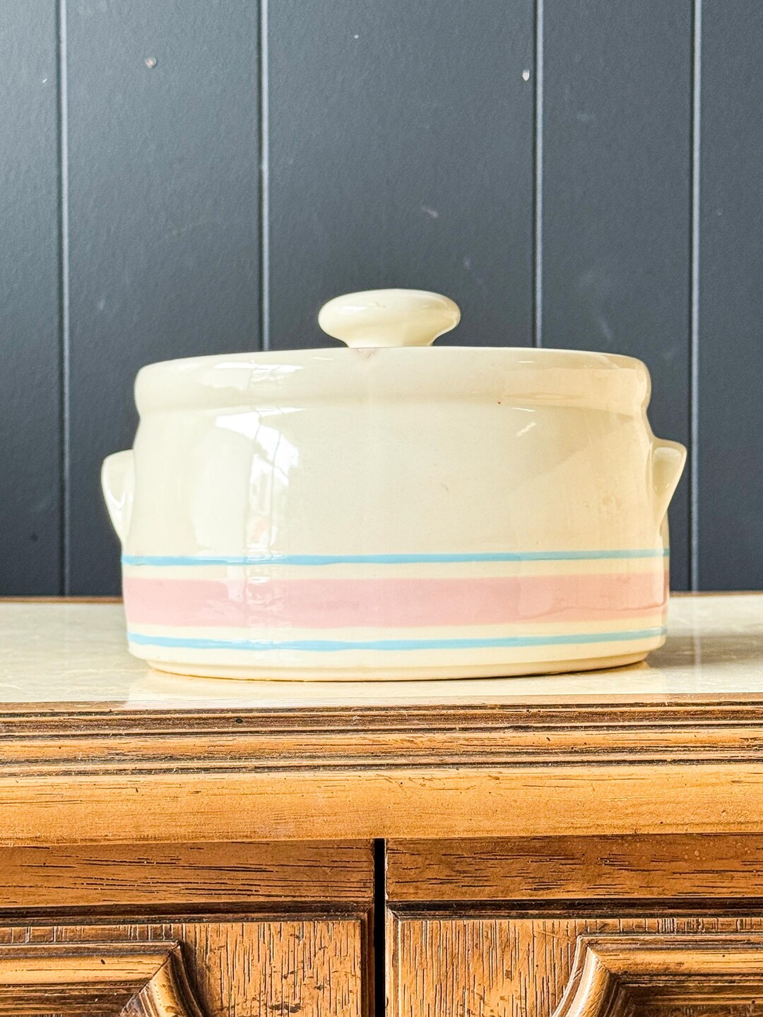 Mccoy Pink and Blue Striped Pot #1421 - Etsy