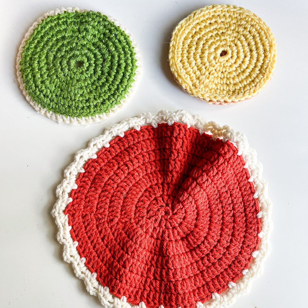 Set of Three Crocheted Round Trivets - Etsy