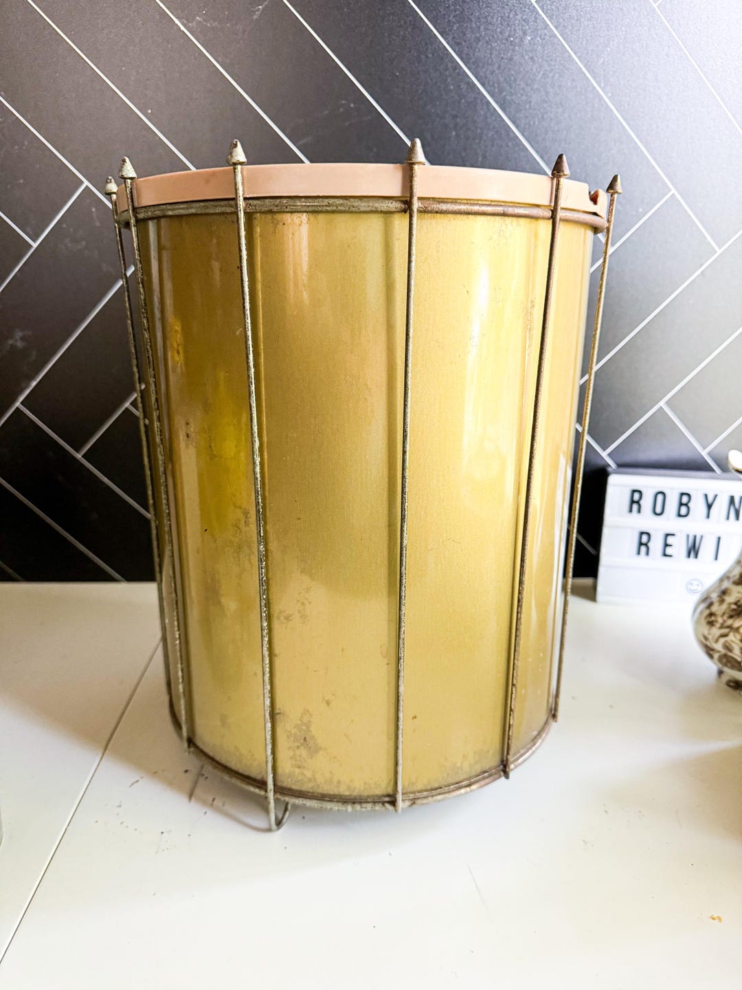 MCM Gold-toned Caged Metal Trash Can - Etsy