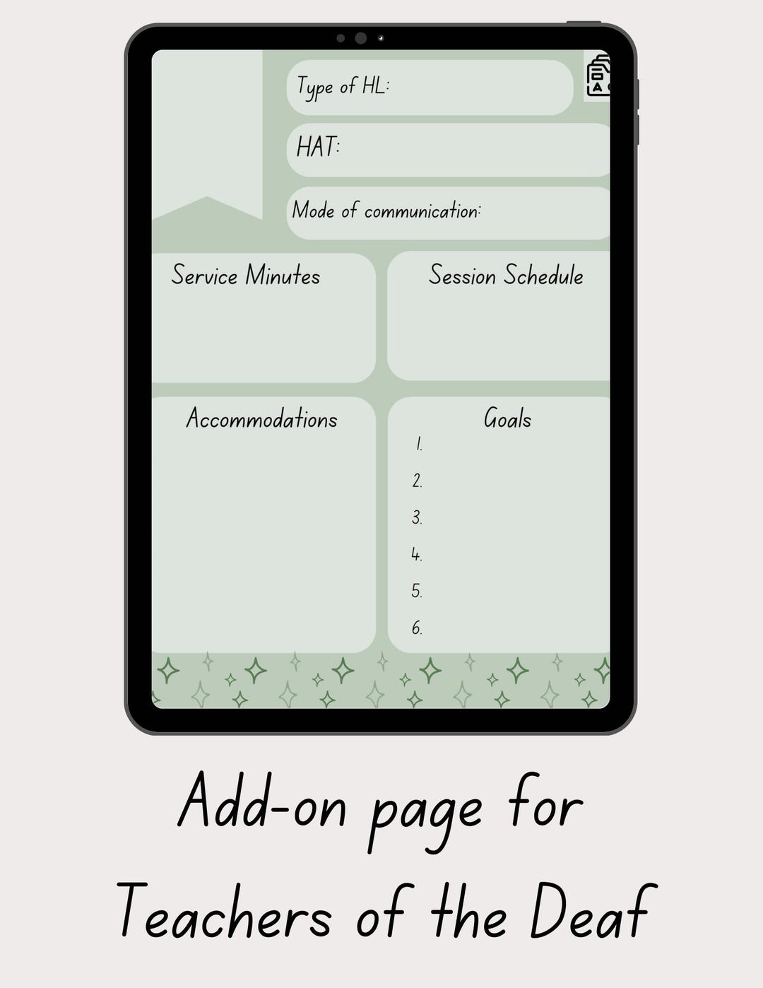 IEP Planner Add-on Page for Teachers of the Deaf TOD - Etsy