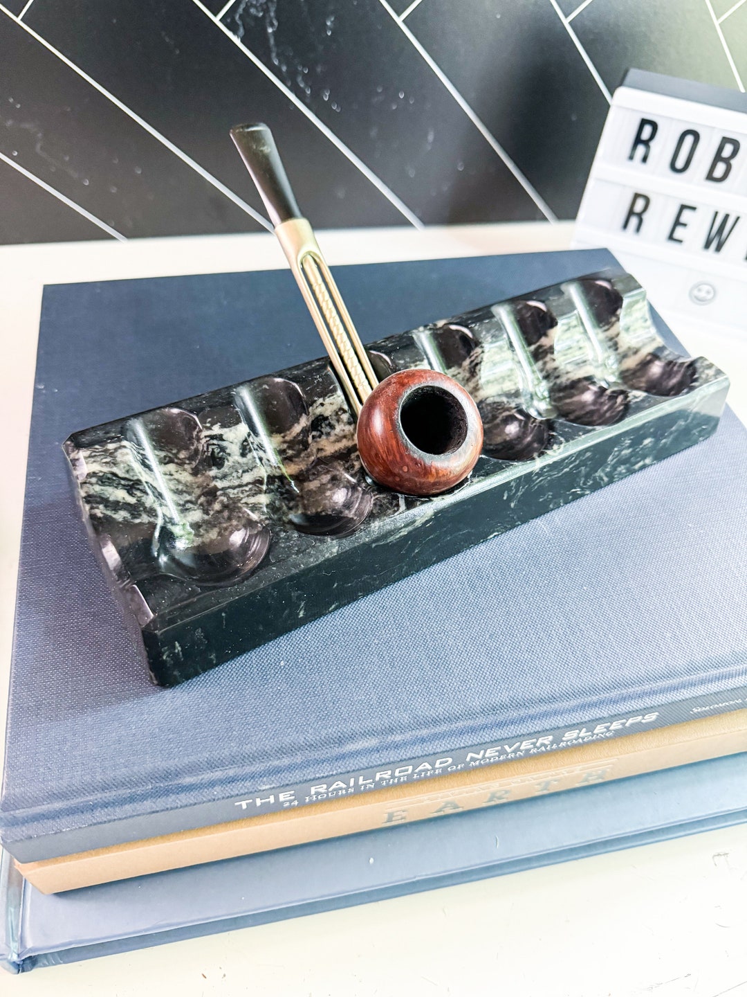 Black Marble Pipe Rest - Etsy