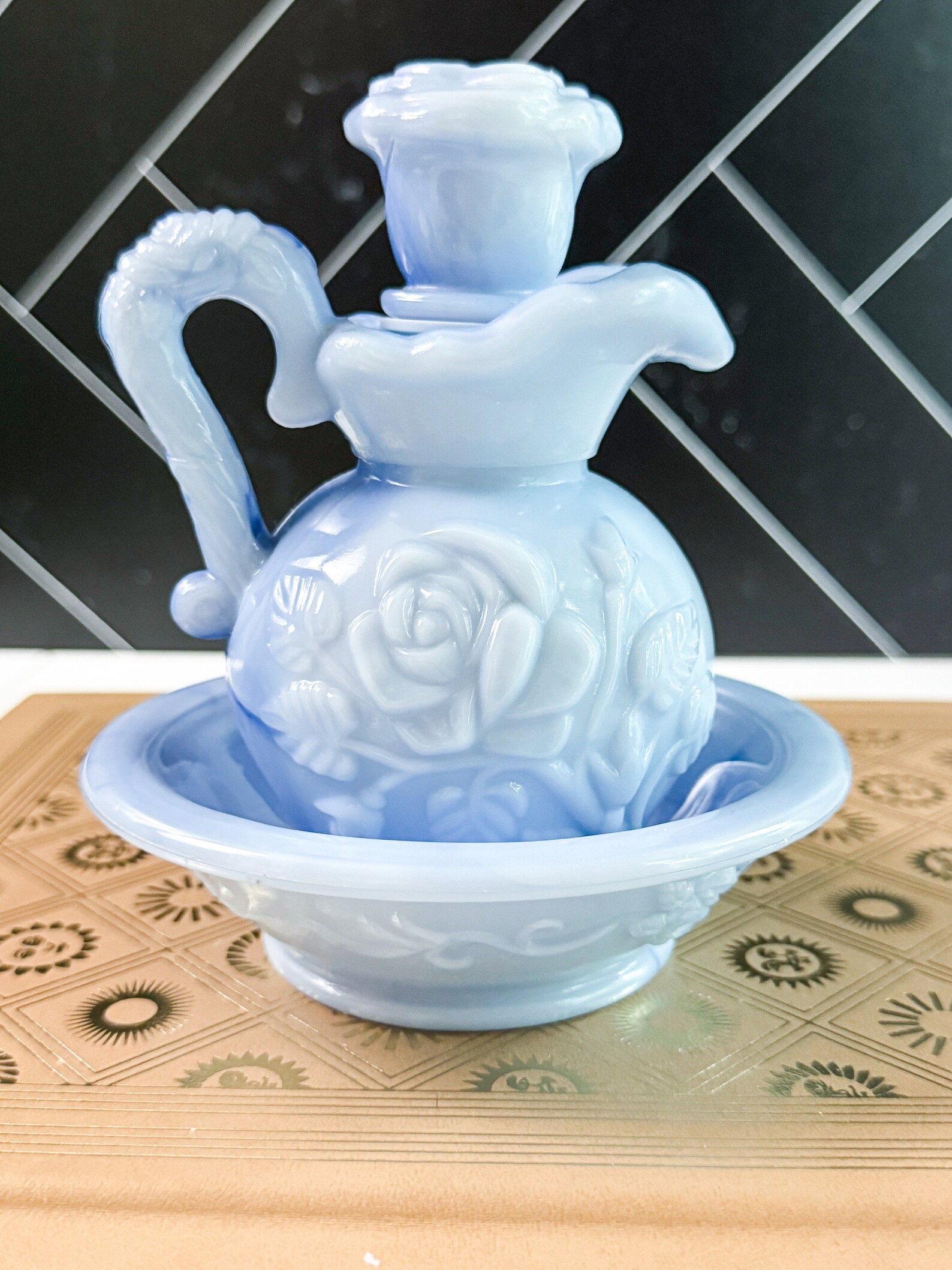 Avon Slag Glass Pitcher Sets - Etsy