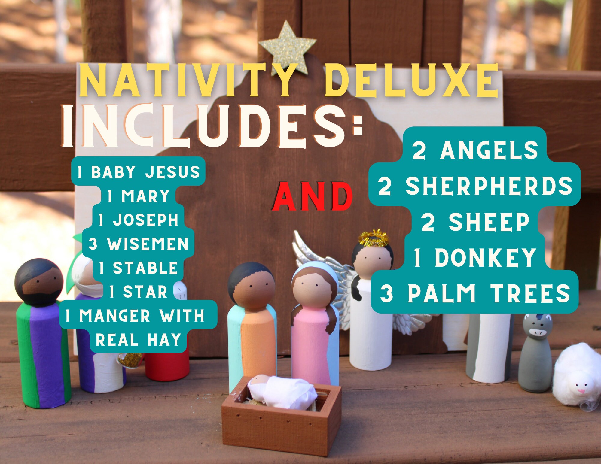 Hand Painted Custom Nativity Peg Doll Set - Etsy