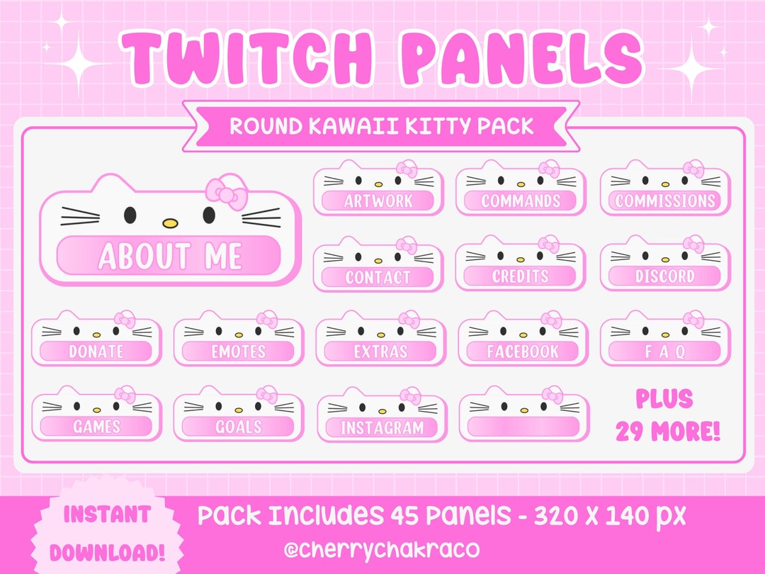 Cute Twitch Panels Pink Kitty Panels for Twitch Kawaii Panel Twitch ...