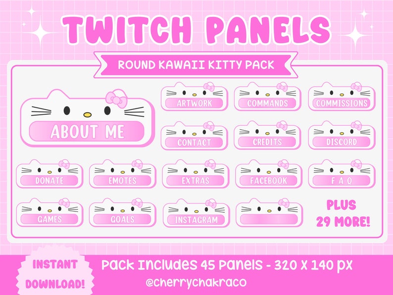 Cute Twitch Panels Pink Kitty Panels for Twitch Kawaii Panel Twitch Streamer - Etsy