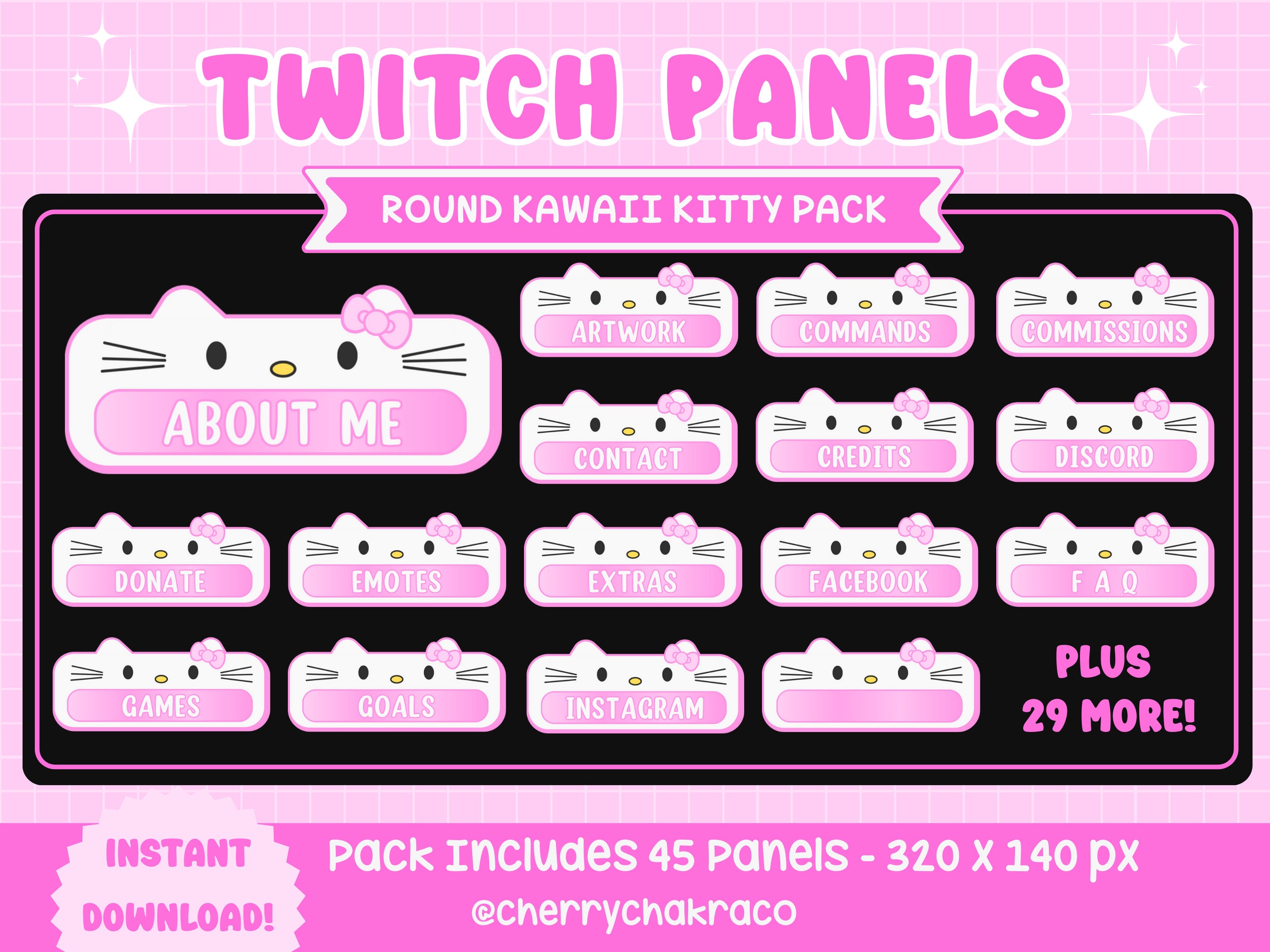 Cute Twitch Panels Pink Kitty Panels for Twitch Kawaii Panel Twitch ...