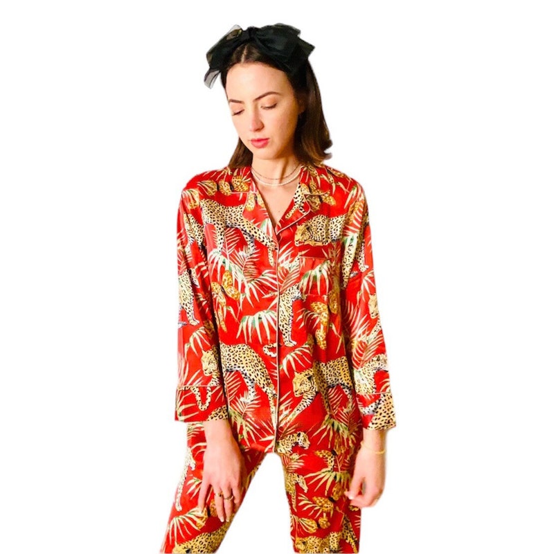 Leopard Print Silk Pajamas - Etsy