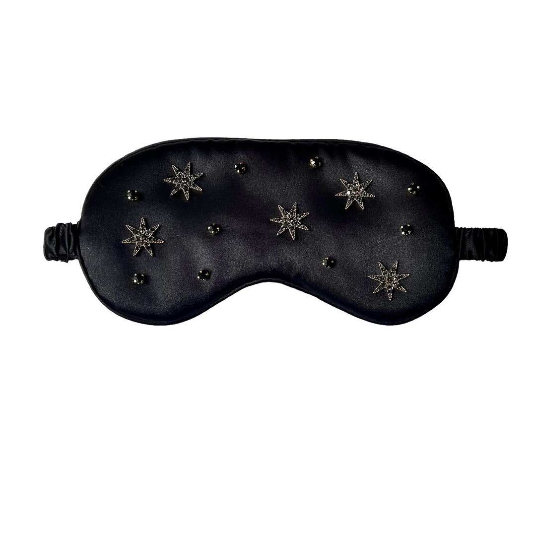 Star Silk Sleep Mask With Antique Gold and Black Jewels, Gift, Bridal ...
