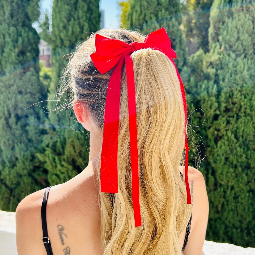 Red Ribbon Hair Bow Barrette - Gift, Party, Special Occasion - Etsy