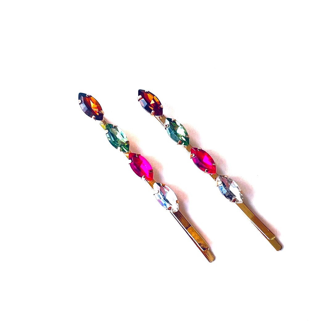 Gold Jeweled Hair Pin Set, Special Occasion, Hair Jewelry, Gift - Etsy