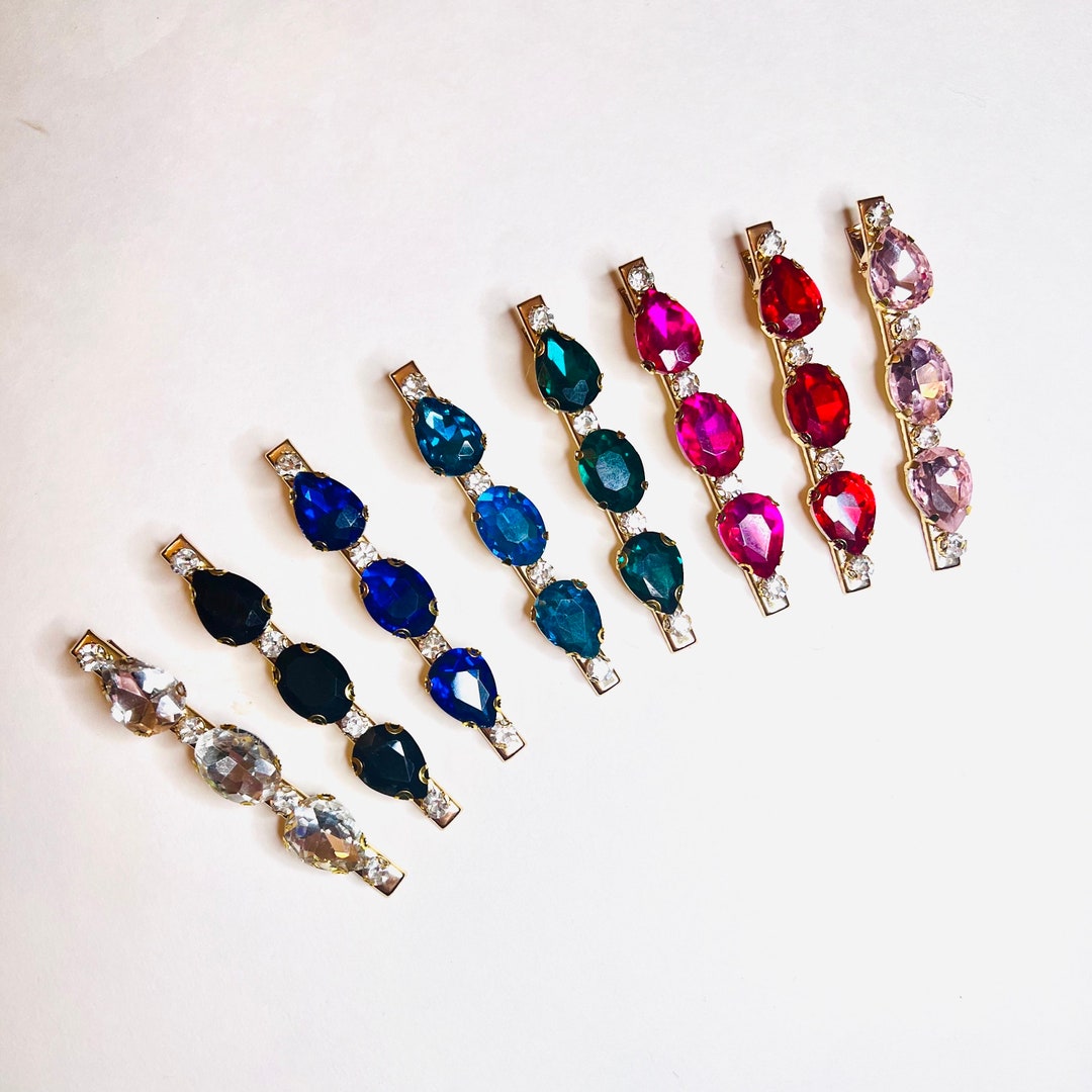 Large Teardrop Rhinestone Jeweled Hair Clip Bridal, Bridesmaid, Gift ...