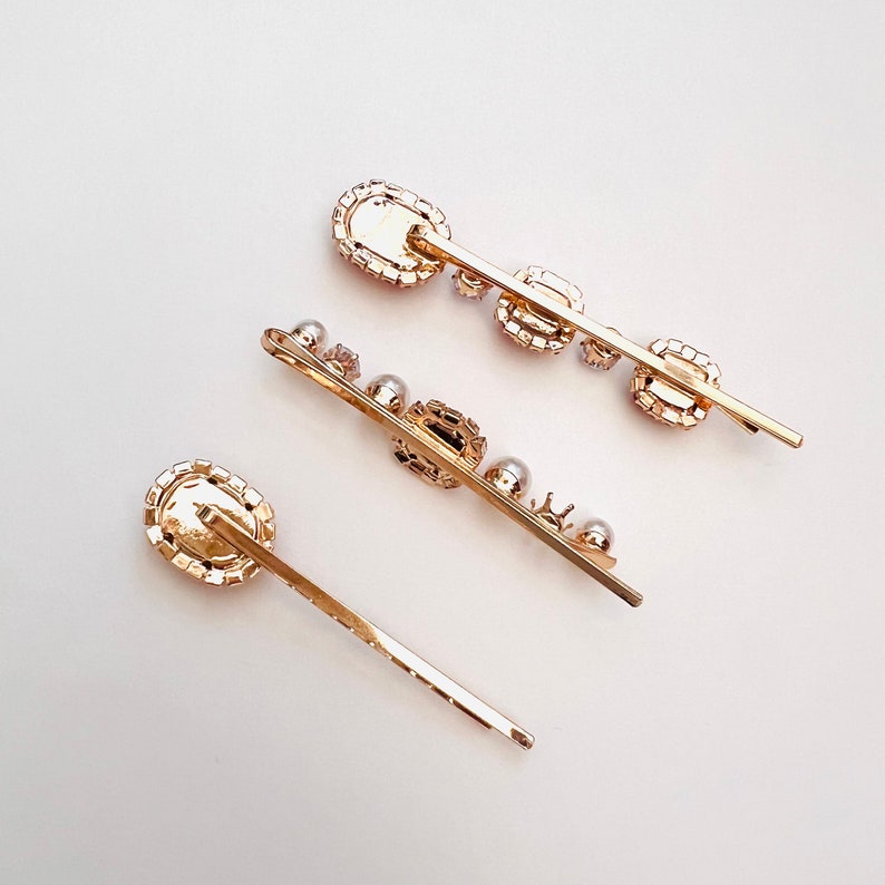 Rhinestone Red Ruby Pearl Jeweled Hair Pin Barrette Set, Bridal ...