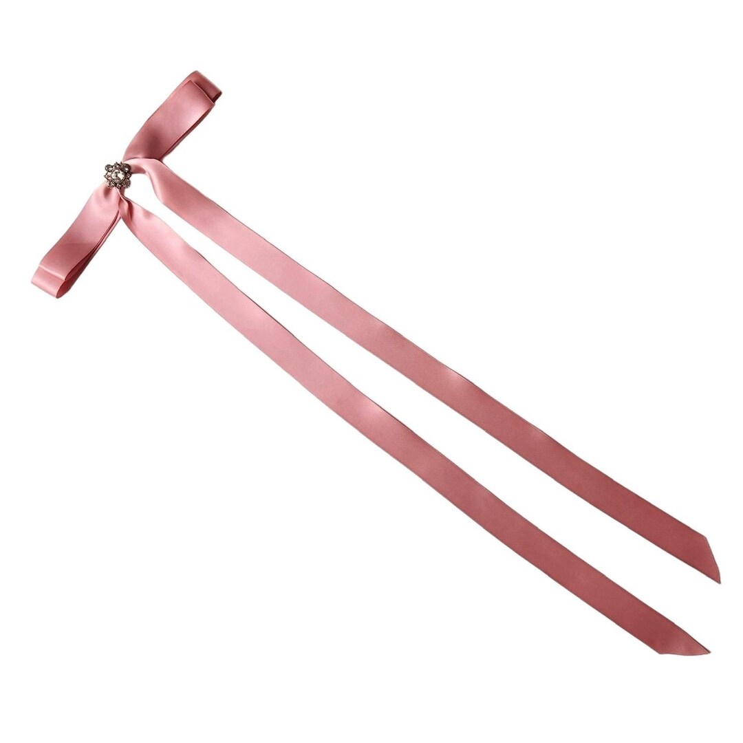 Blush Pink Shiny Satin Long Bow Barrette Clip - Etsy