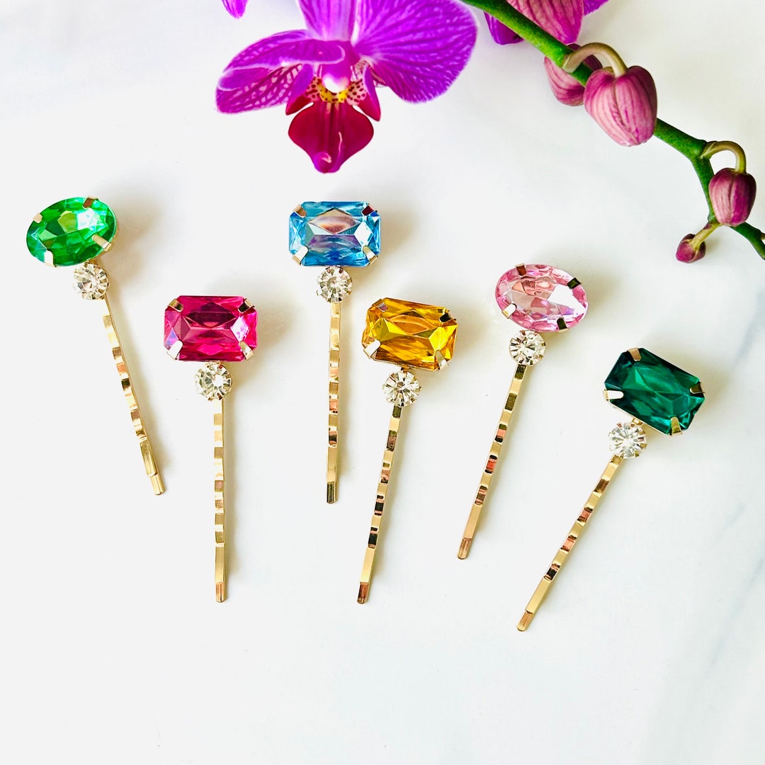 Rhinestone Bobby Pin Set of 6 – Sparkly Hair Pins for Weddings, Prom ...