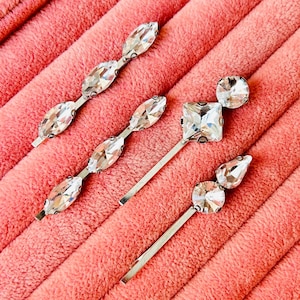 Teardrop Diamond Jeweled Hair Pin Set – Set of 2 Crystal Hair Pins ...