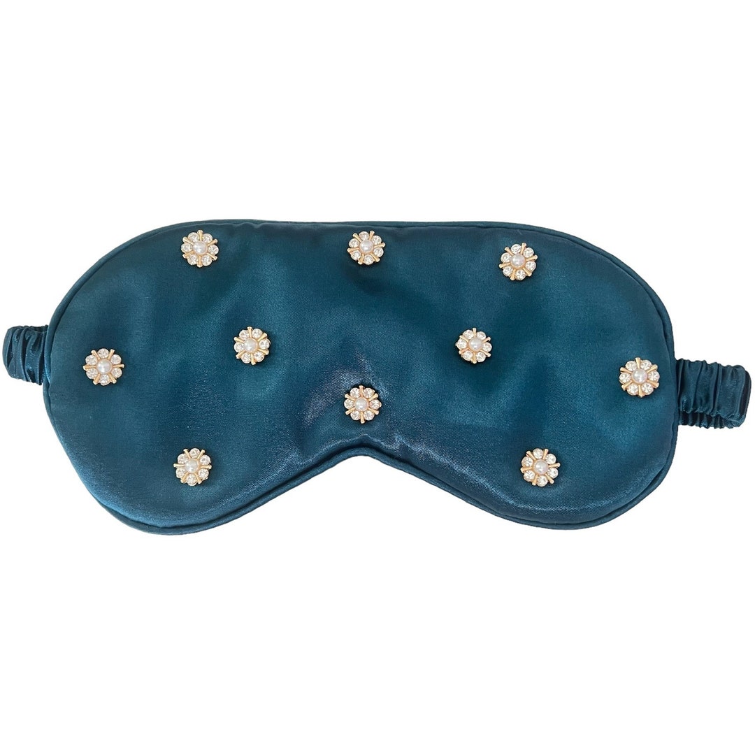 Silk Sleep Eye Mask With Pearl and Rhinestone Gold Jewels Bridal ...