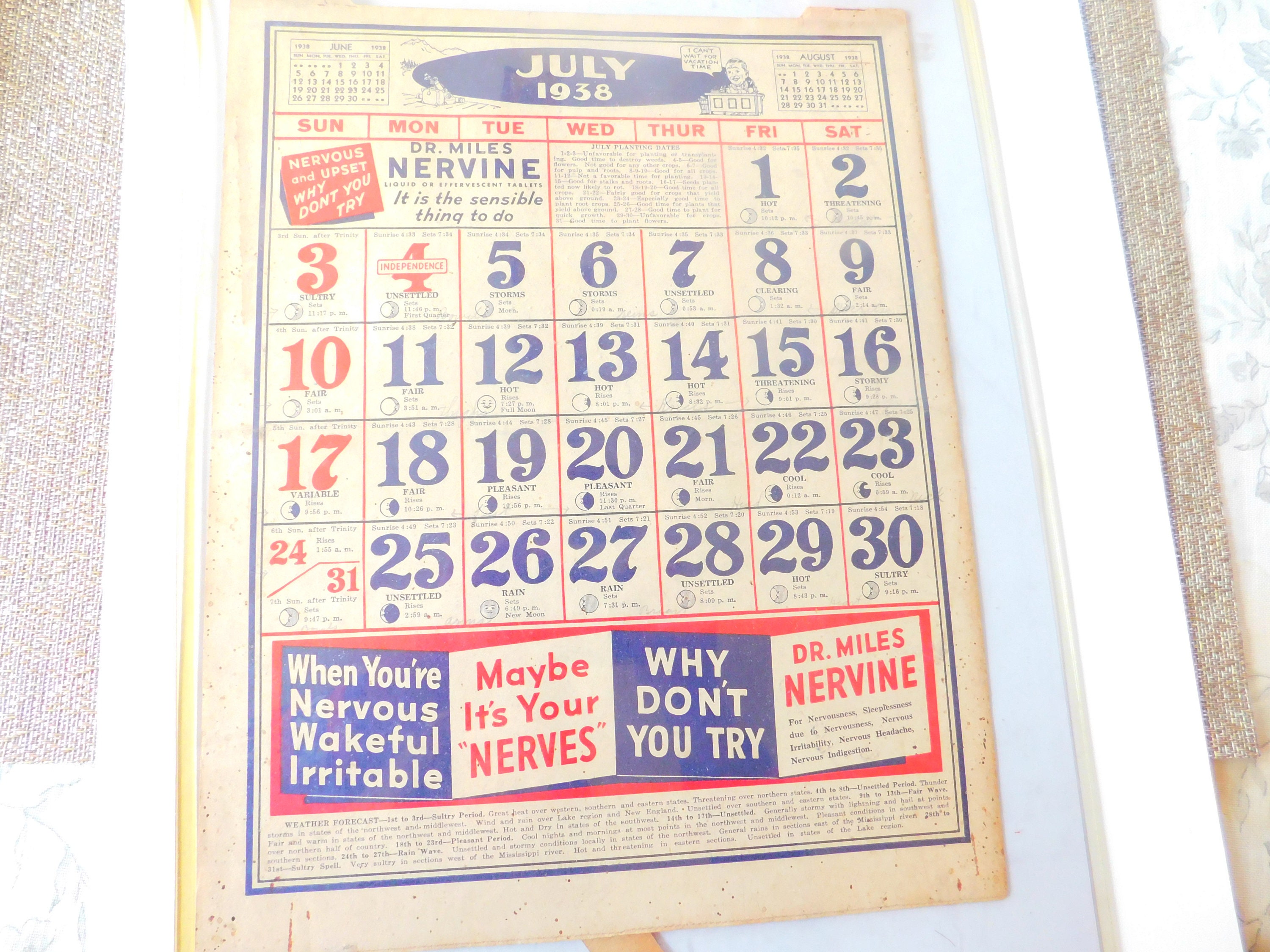 1938 Full Calendar and Other Advertising Piece - Etsy