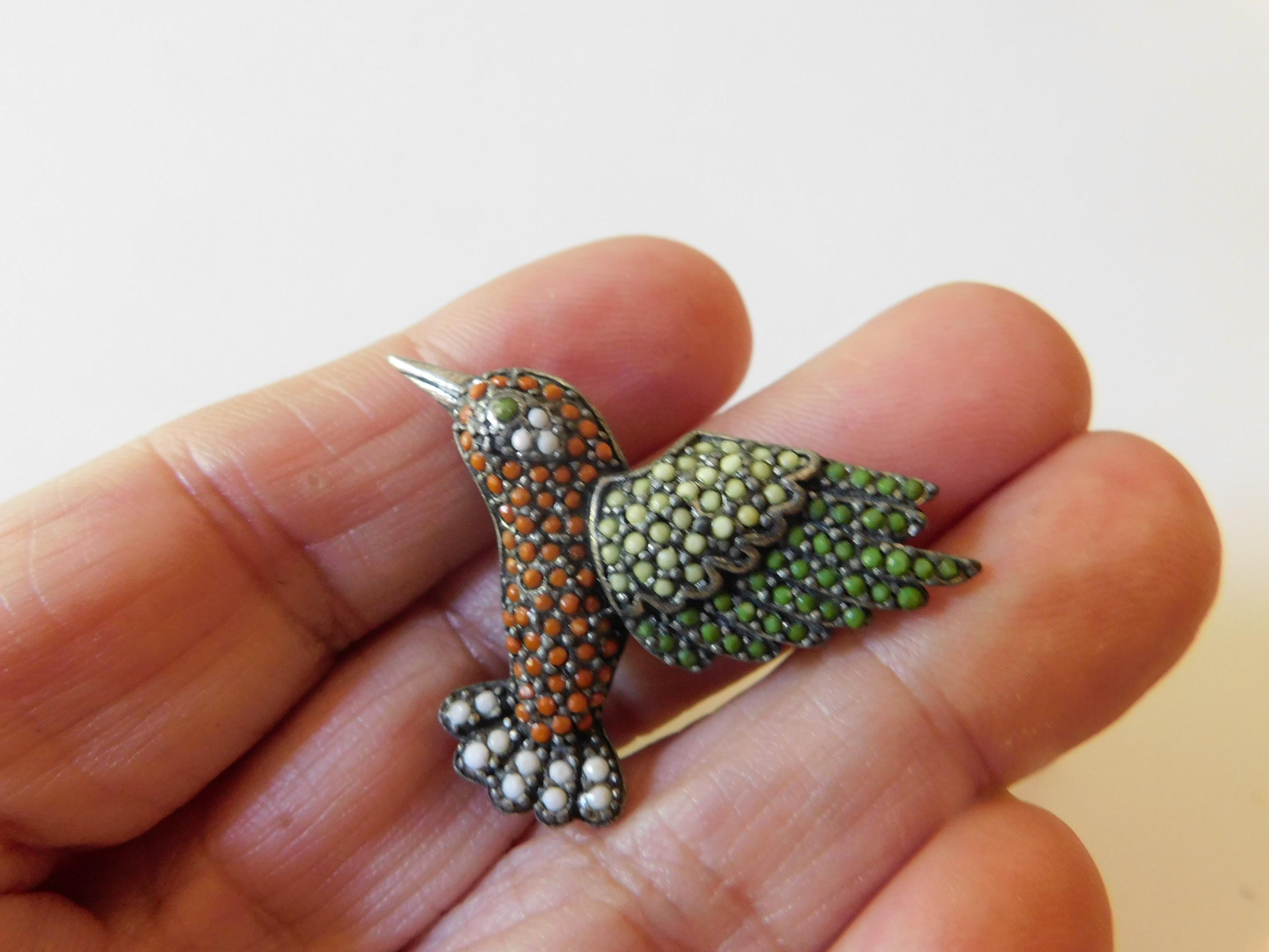 Sweet Beaded Hummingbird Pin - Etsy