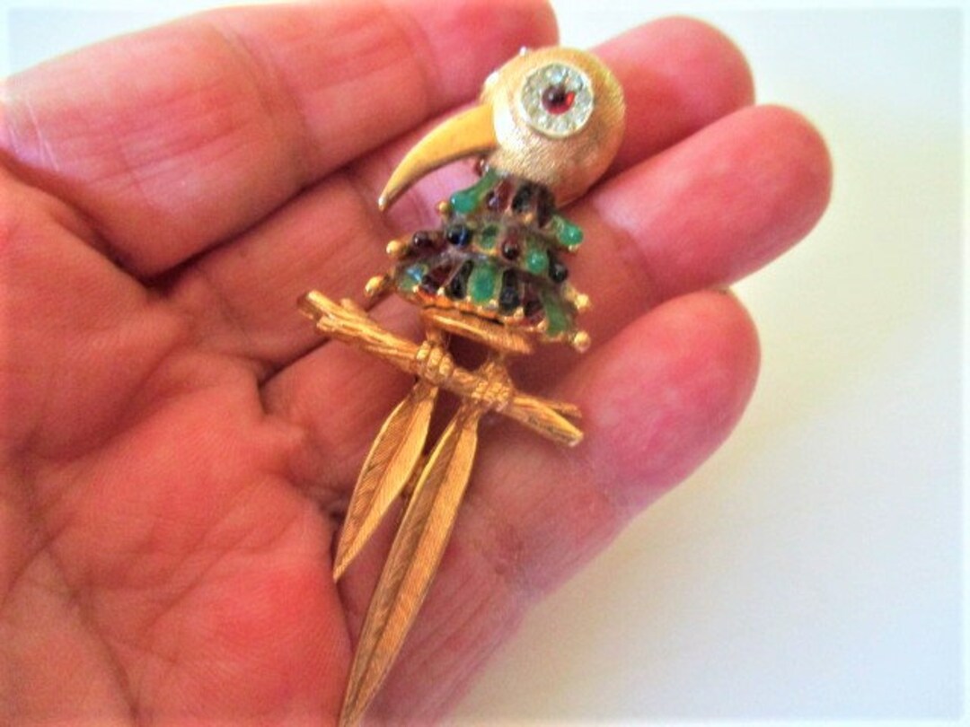 Boucher Jeweled Bird Pin - Etsy