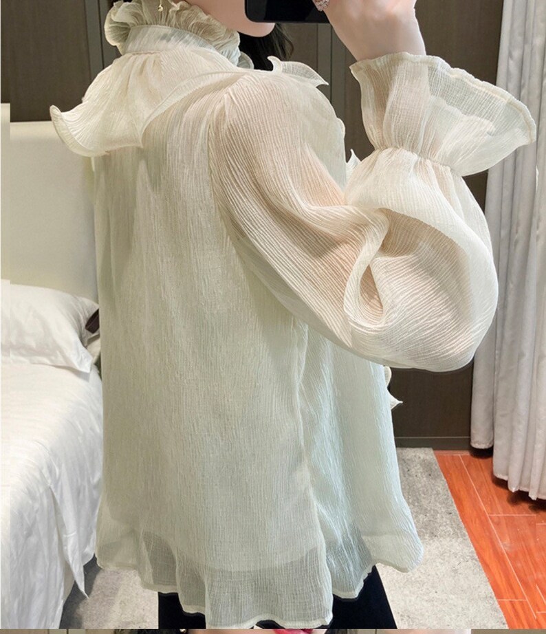Women White Shirt Ruffle Lace Blouse Women Tops Long Sleeve - Etsy