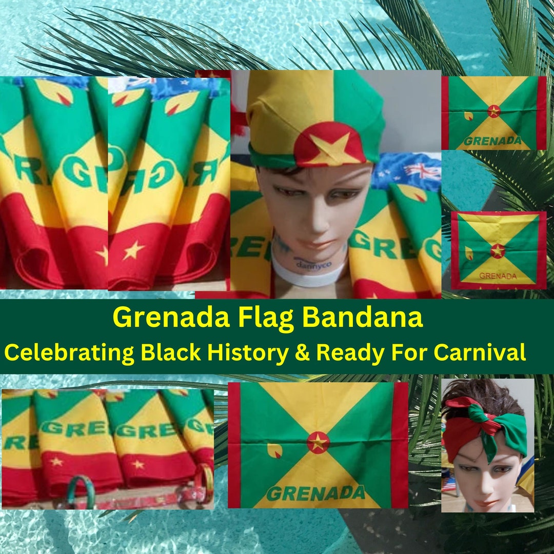 Grenada Flag Bandana Handkerchief/grenadian Carnival Bandana/black History Month Celebration ...
