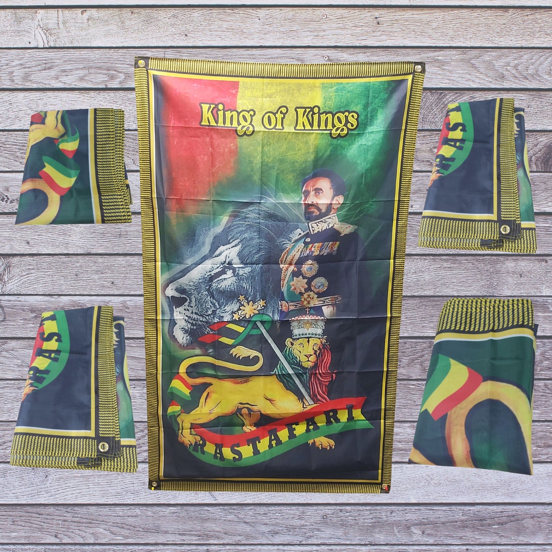 Haile Selassie King of Kings Rastafari 3x5 Flag/ Rastafarian Cultural ...