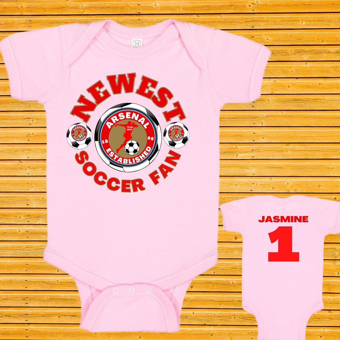 Arsenal New Baby Onesie/personalize 12-18M Name and Number Baby Romper ...