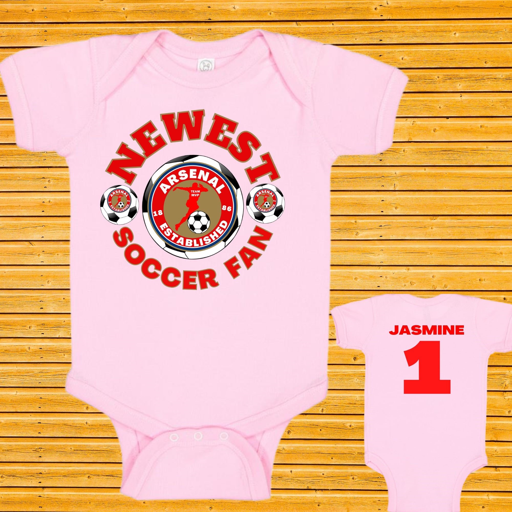 Arsenal New Baby Onesie/personalize 12-18M Name and Number Baby Romper ...