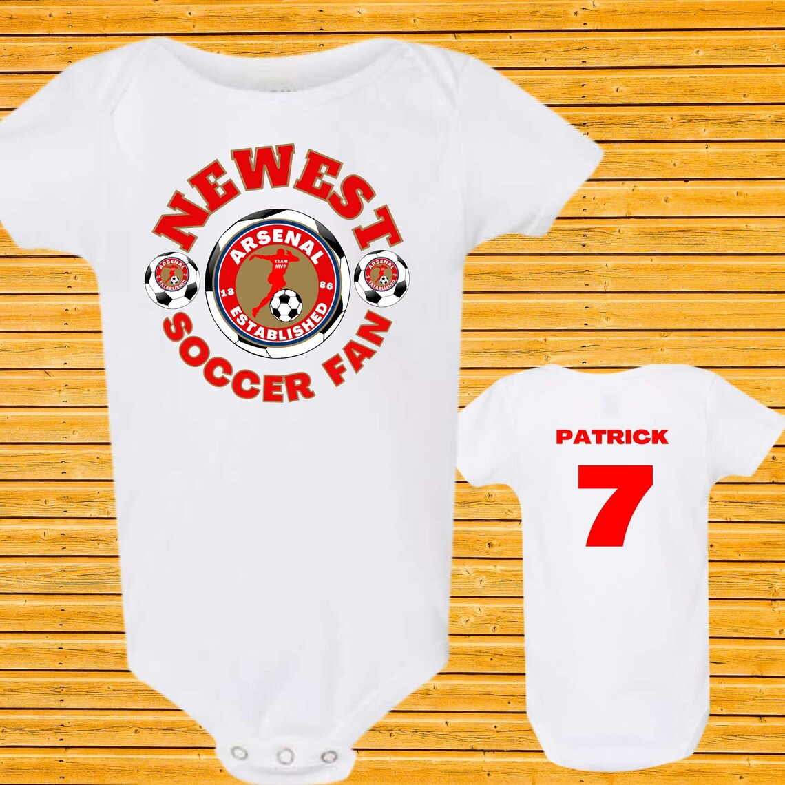 Arsenal New Baby Onesie/personalize 12-18M Name and Number Baby Romper ...